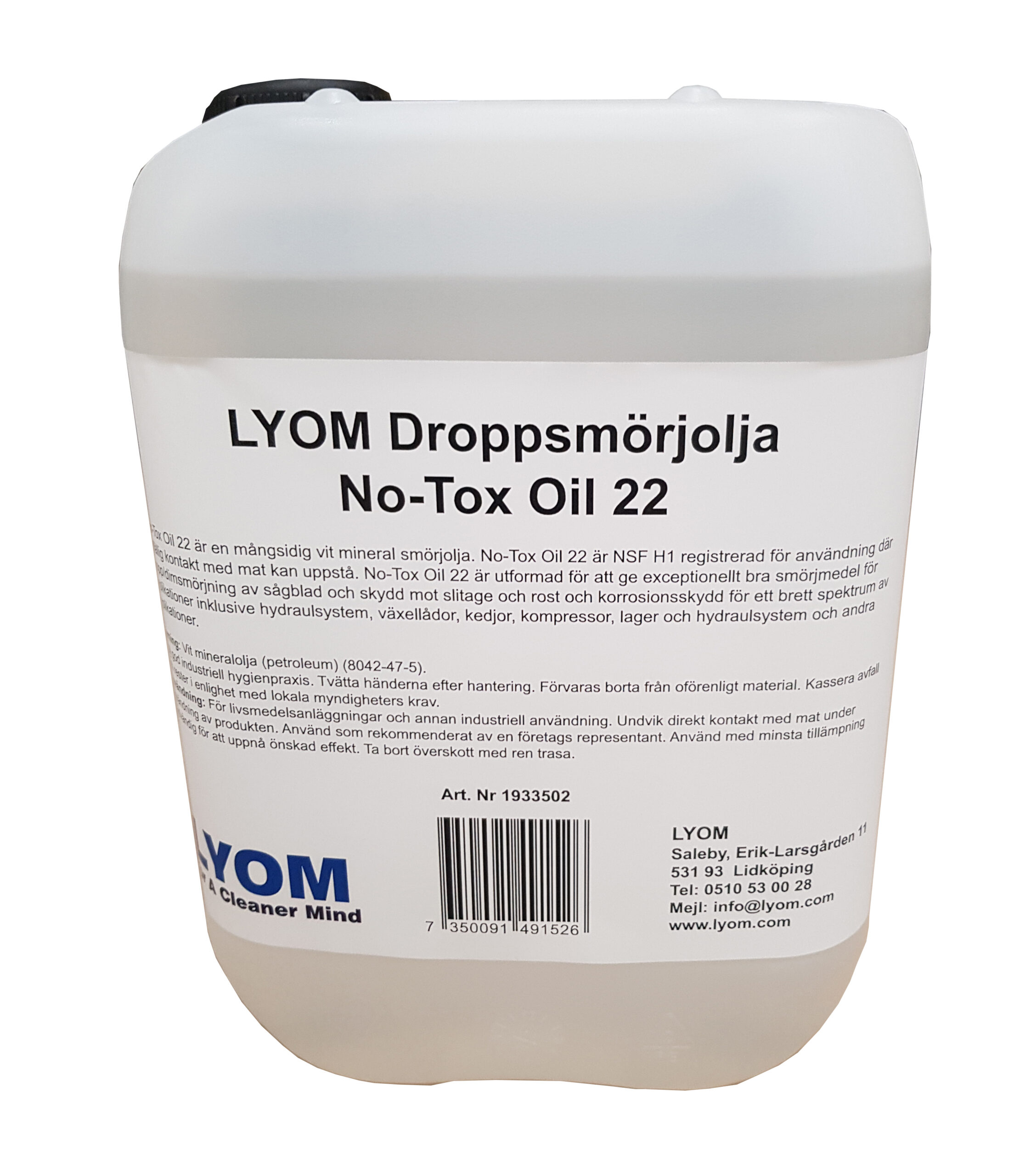 LYOM Droppsmörjolja No-Tox Oil 22 - 5 L - Lyom